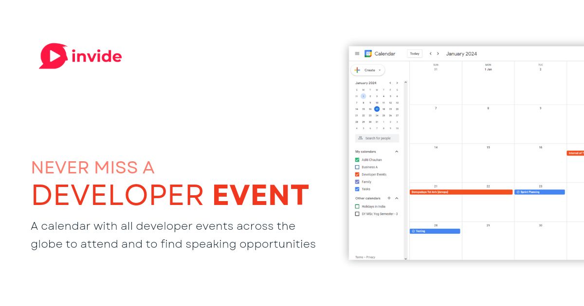 Developer Events Calendar by Invide